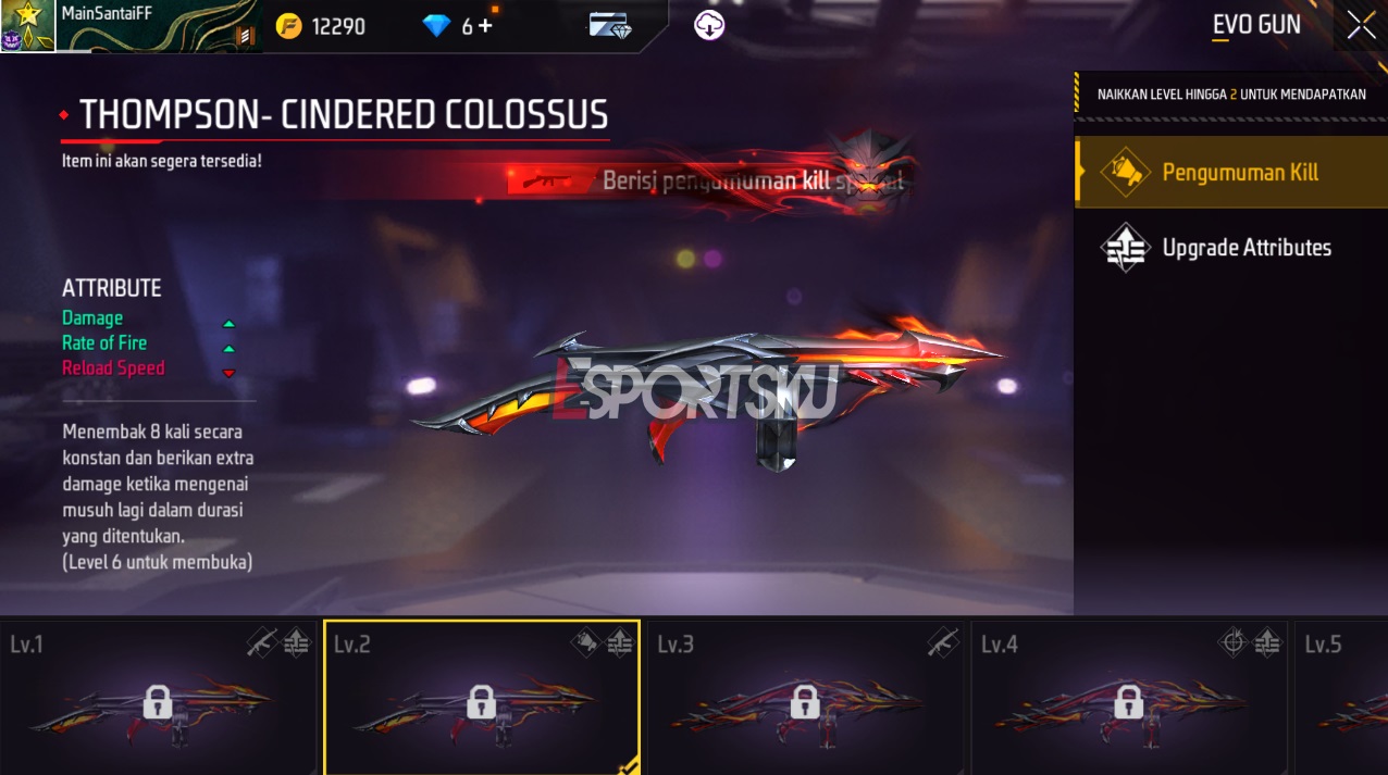 7 Level Evolution Gun Thompson FF, Cindered Colossus Free Fire – Esportsku