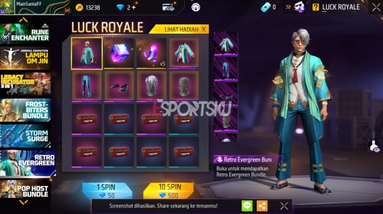 Harga Bundle Retro Evergreen Epic Free Fire (FF) – Esportsku