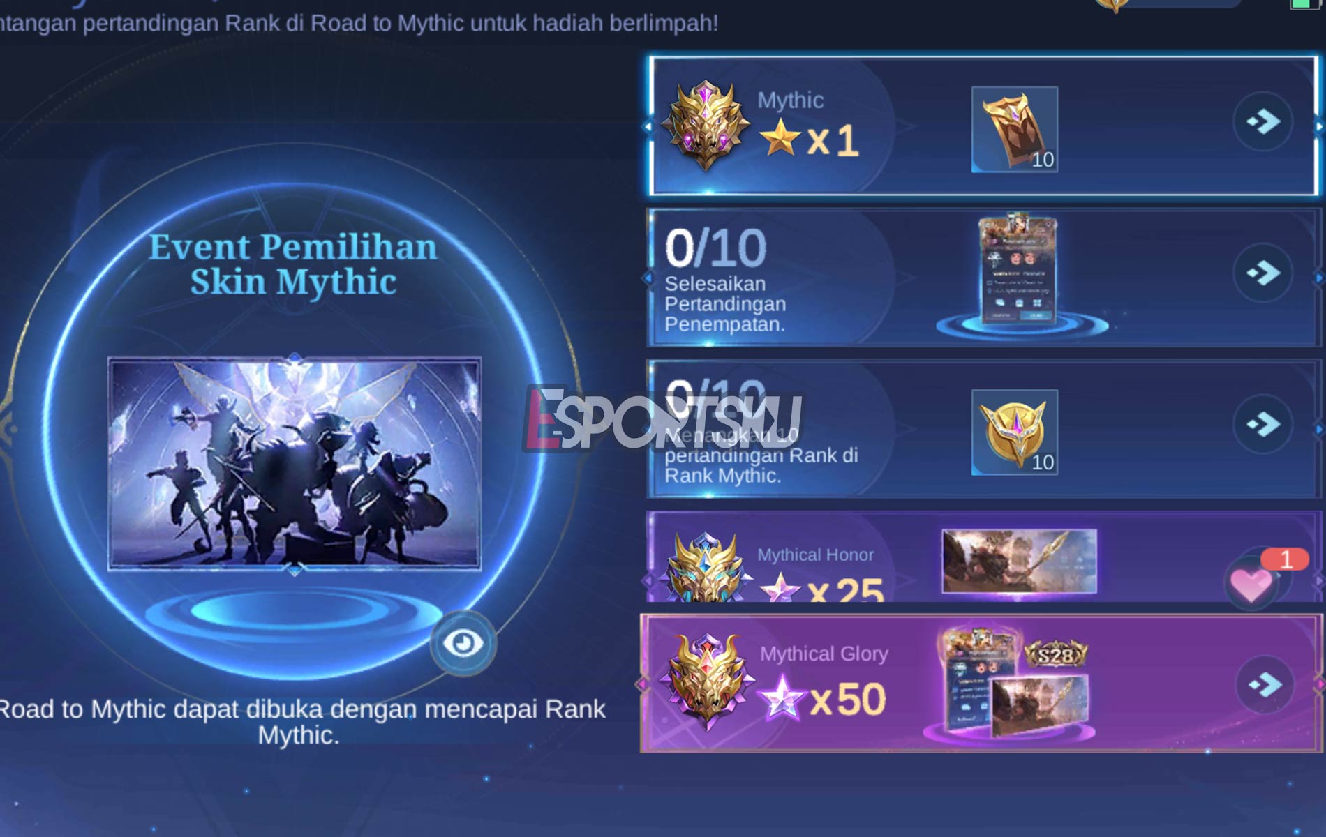 Cara Dapatkan Token Voting Skin Mythic Mobile Legends (ML) – Esportsku
