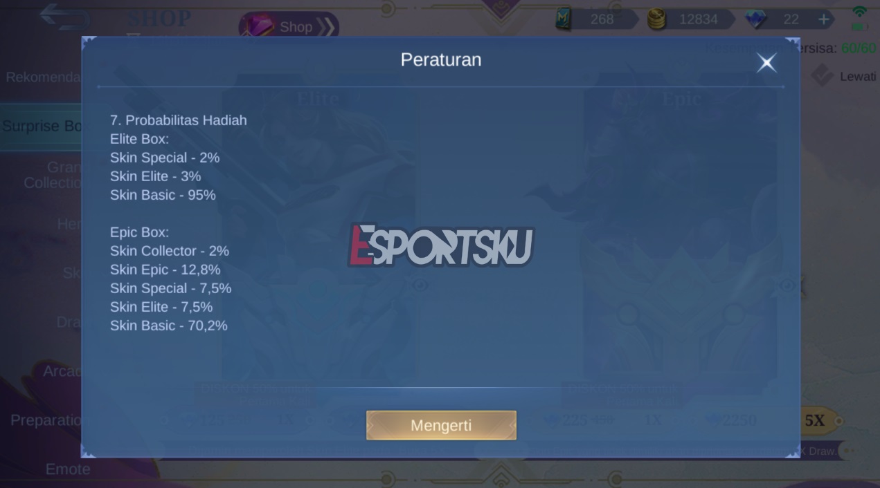 Drop Rate Hadiah Surprise Box Mobile Legends (ML) – Esportsku