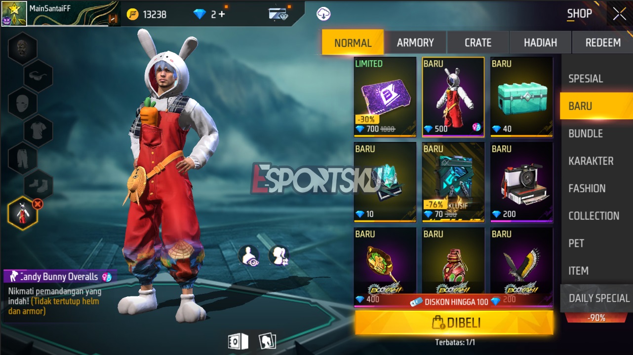 Cara Dapatkan Bundle Candy Bunny Overalls Free Fire (FF) – Esportsku