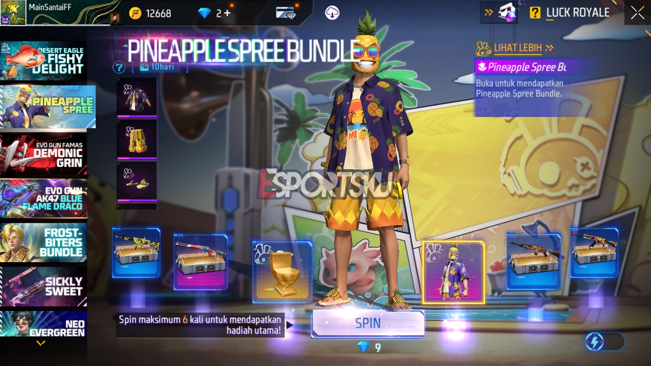 Harga Bundle Pineapple Spree Epic Free Fire (FF) – Esportsku
