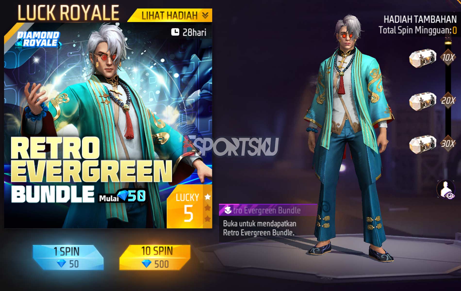 Harga Bundle Retro Evergreen Epic Free Fire (FF) – Esportsku