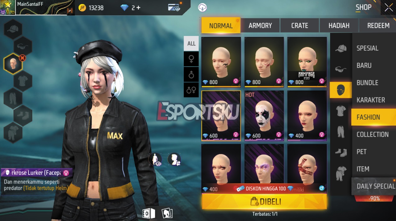 Cara Dapatkan Darkrose Facepaint Free Fire (FF) – Esportsku