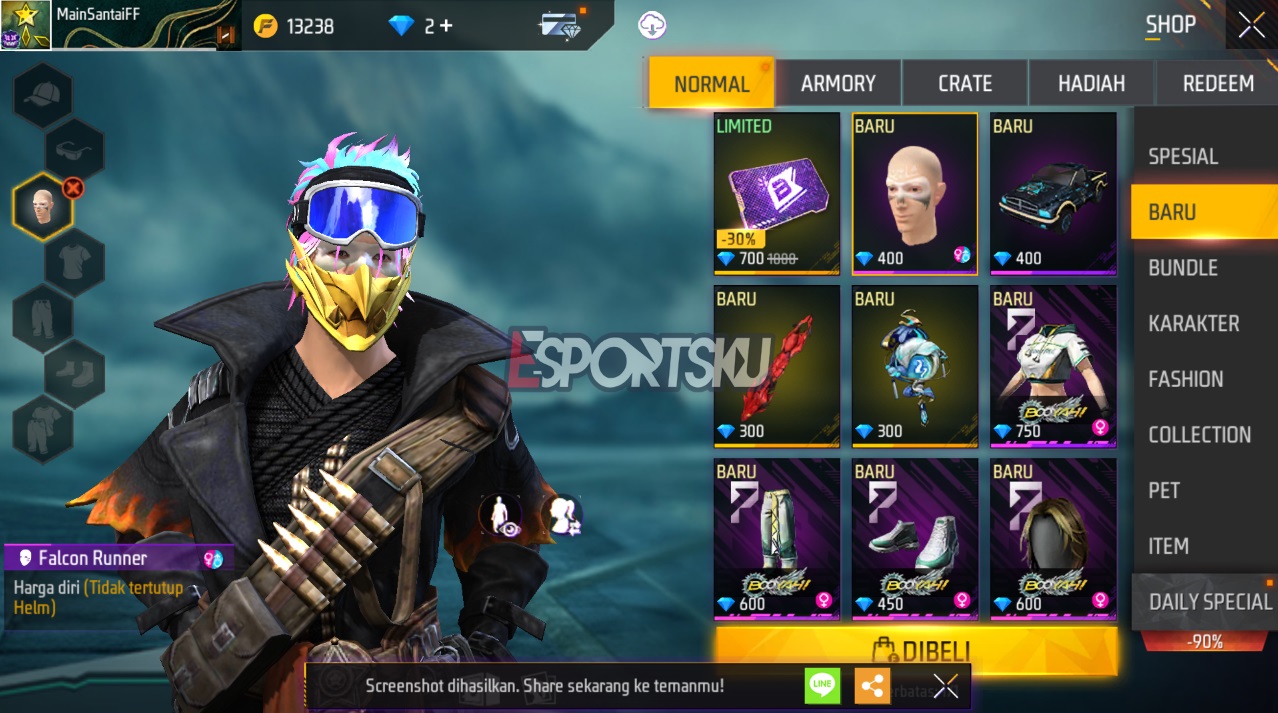 Cara Dapatkan Facepaint Falcon Runner Free Fire (FF) – Esportsku