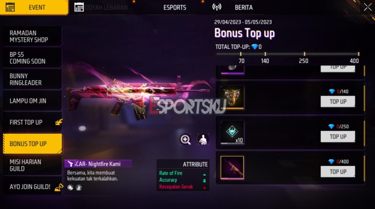 Harga Skin Scar Nightfire Kami Epic Free Fire (FF) – Esportsku