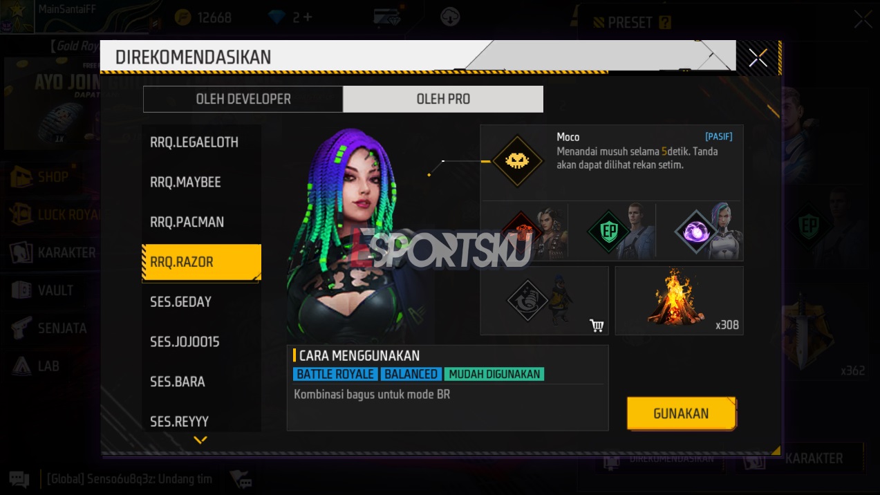 Cara Melihat Set Karakter Pro Player Free Fire (FF)! – Esportsku