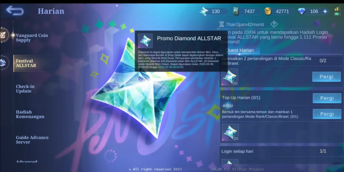 Cara Dapat 1936 Promo Diamond ALLSTAR Mobile Legends (ML) – Esportsku