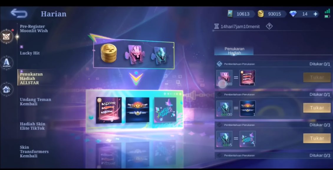 Berapa Fragment Tukar Hadiah Recall Event ALLSTAR Mobile Legends (ML ...