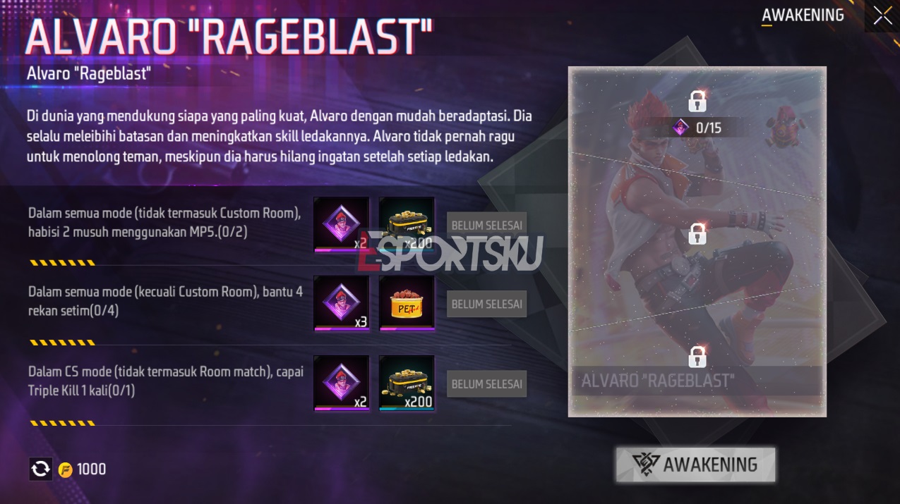 Cara Awakening Karakter Alvaro Free Fire (FF) – Esportsku