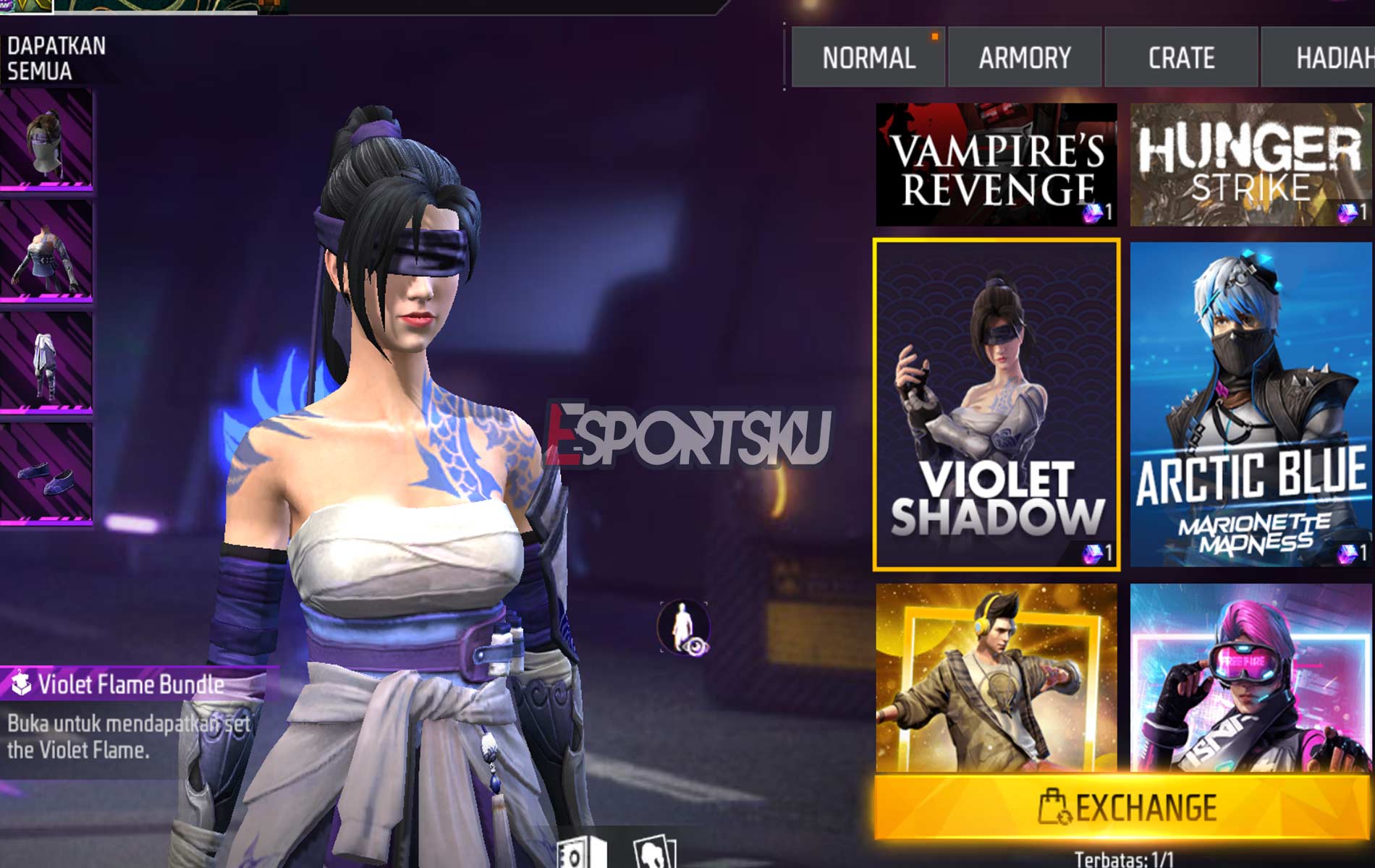 Cara Dapatkan Bundle Violet Flame Free Fire (FF) – Esportsku