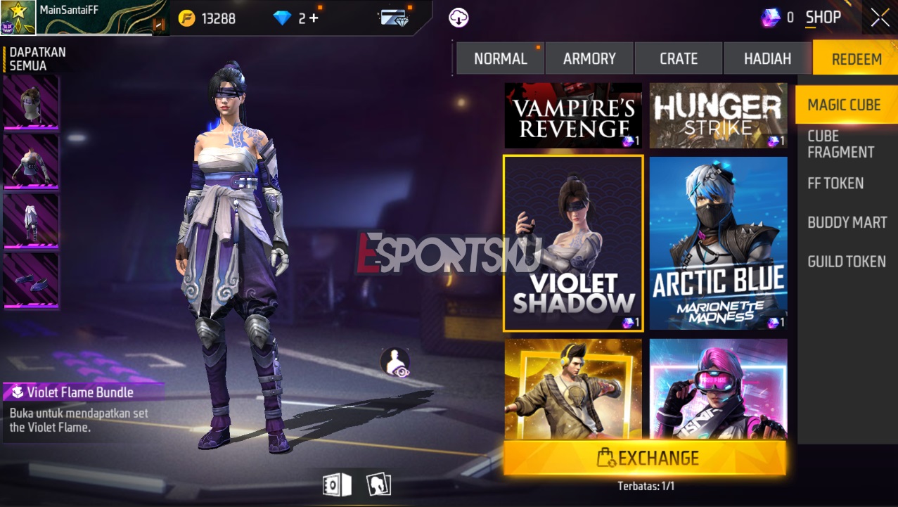 Cara Dapatkan Bundle Violet Flame Free Fire (FF) – Esportsku