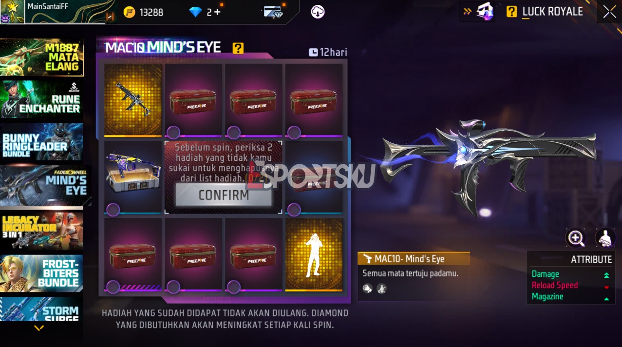 Harga Skin Mac10 Mind Eye Mythic Free Fire (FF) – Esportsku