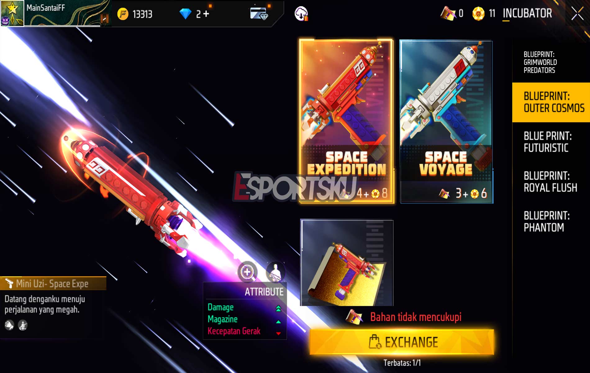 Cara Dapatkan Skin Mini Uzi Outer Cosmos Free Fire (FF) – Esportsku