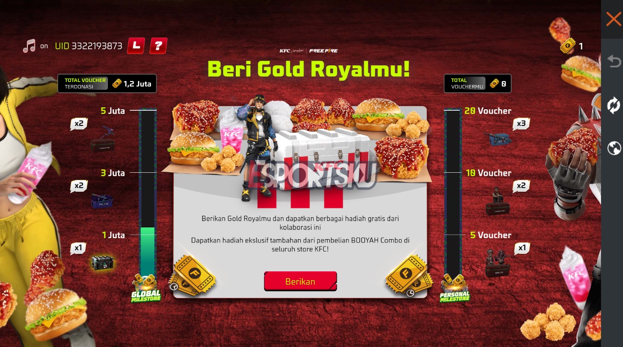 Free Fire (FF) x KFC, Beli Paket Ayam Gratis Bundle! – Esportsku
