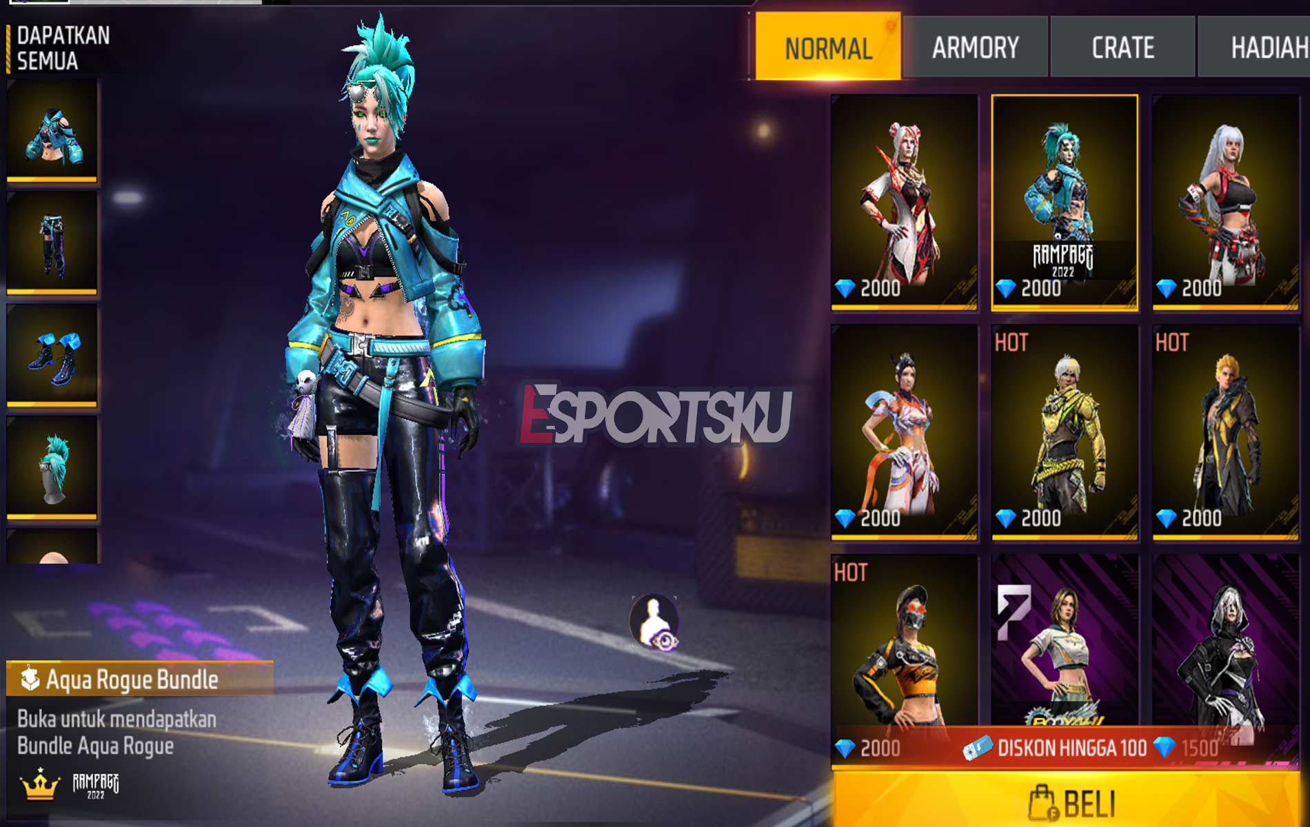 Harga Bundle Aqua Rogue Mythic Free Fire (FF) – Esportsku