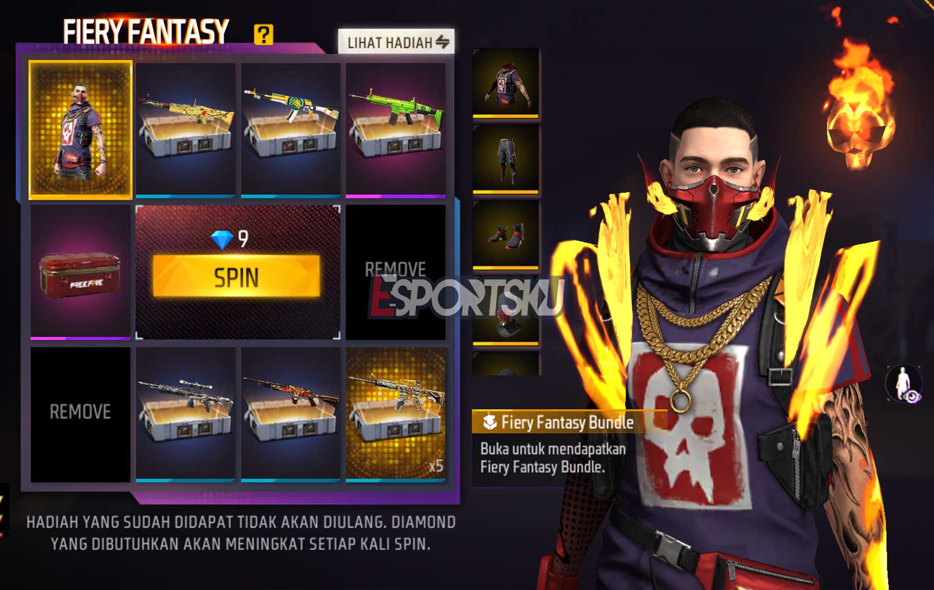 Harga Bundle Fiery Fantasy Mythic Free Fire (FF) – Esportsku