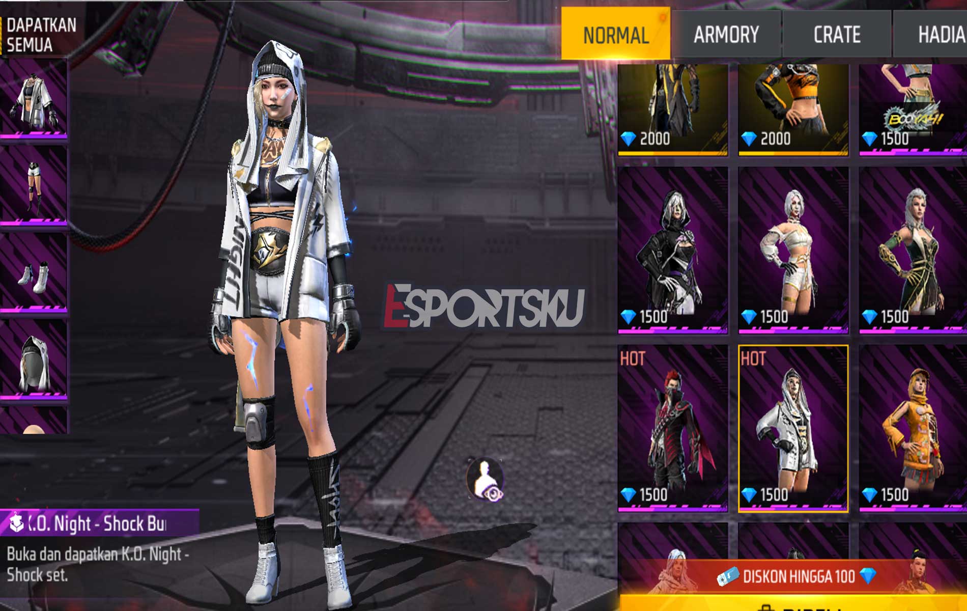 Harga Bundle KO Night Shock Epic Free Fire (FF) – Esportsku
