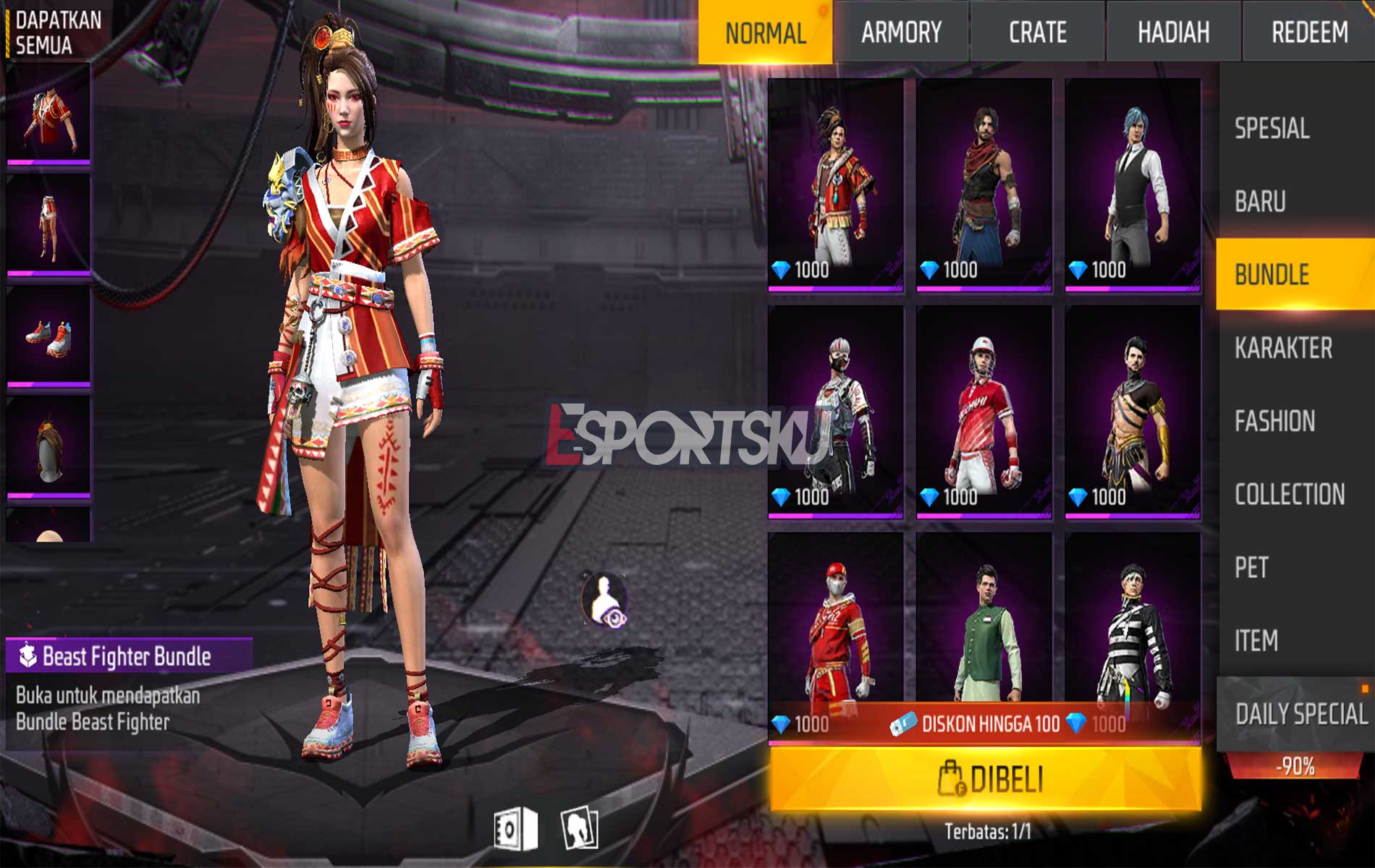 Gratiskan Bundle Beast Fighter Dari Kode Redeem FF Terbaru, Ayo Tukar ...