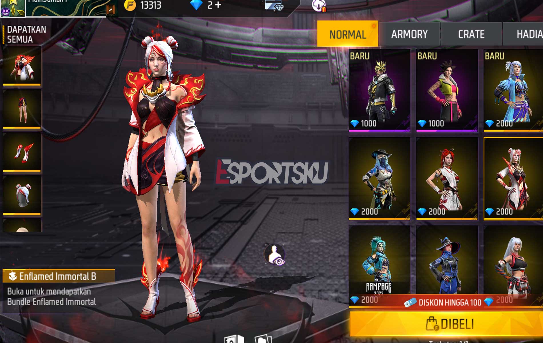 Gratiskan Bundle Enflamed Immortal di Kode Redeem FF Terbaru, Tukar Sekarang! – Esportsku