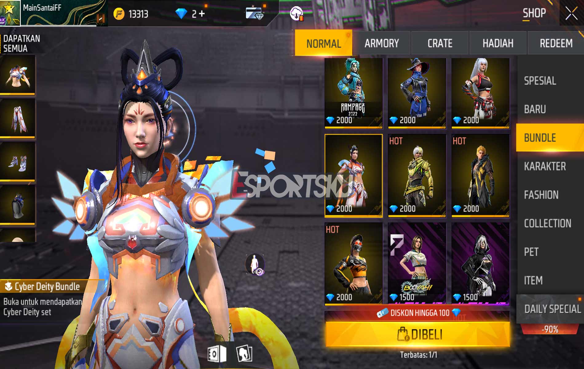Bagikan Bundle Cyber Deity di Kode Redeem FF secara Gratis, Buruan Tukar Semua! – Esportsku