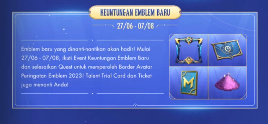 Klaim Hadiah Emblem Baru Mobile Legends (ML), Bisa Pilih Skin! – Esportsku
