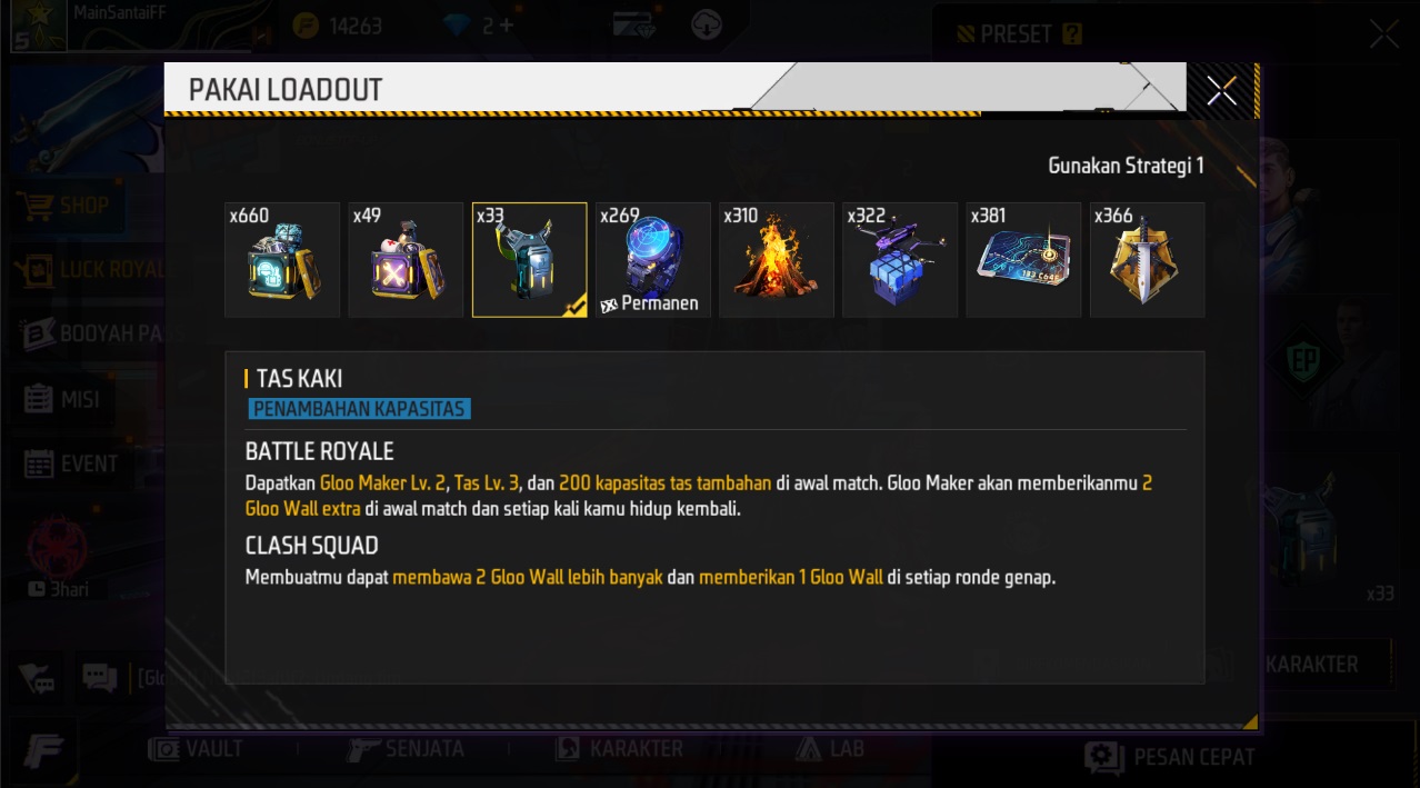 Fungsi Tas Kaki Free Fire (FF), Simpan Banyak Looting! – Esportsku