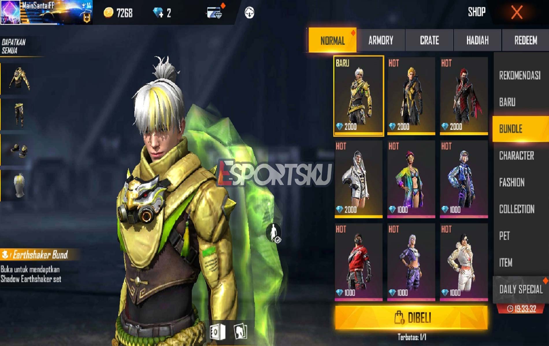 Harga Bundle Earthshaker Mythic Free Fire (FF) – Esportsku