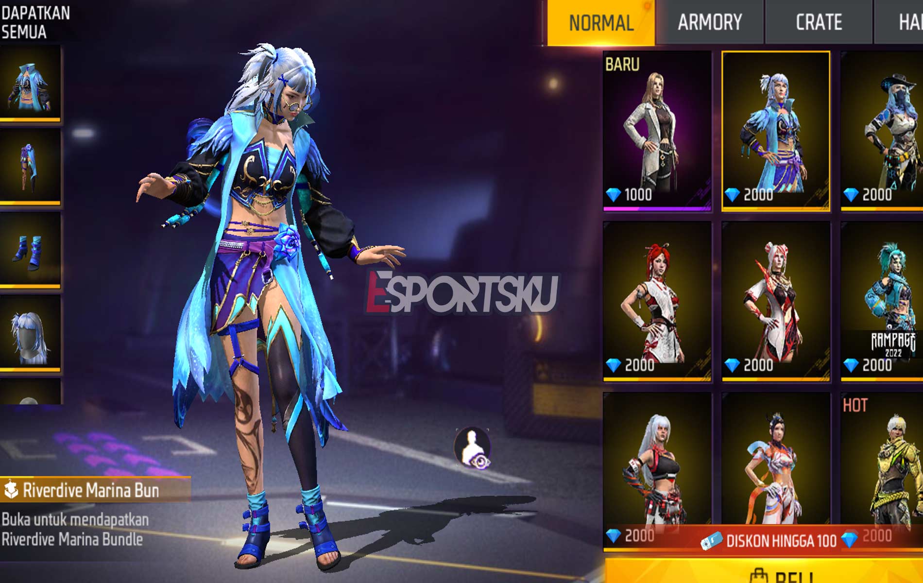 Harga Bundle Riverdive Marina Mythic Free Fire (FF) – Esportsku