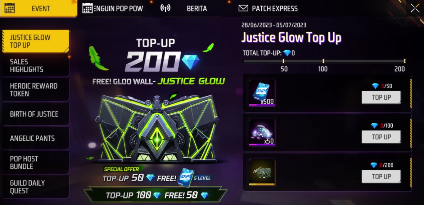 Tanggal Rilis Gloo Wall Justice Glow Free Fire (FF) – Esportsku