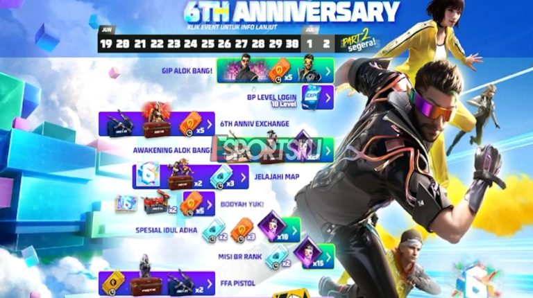 Kapan Tanggal Rilis Event Anniversary Ke 6 Free Fire (FF)? – Esportsku