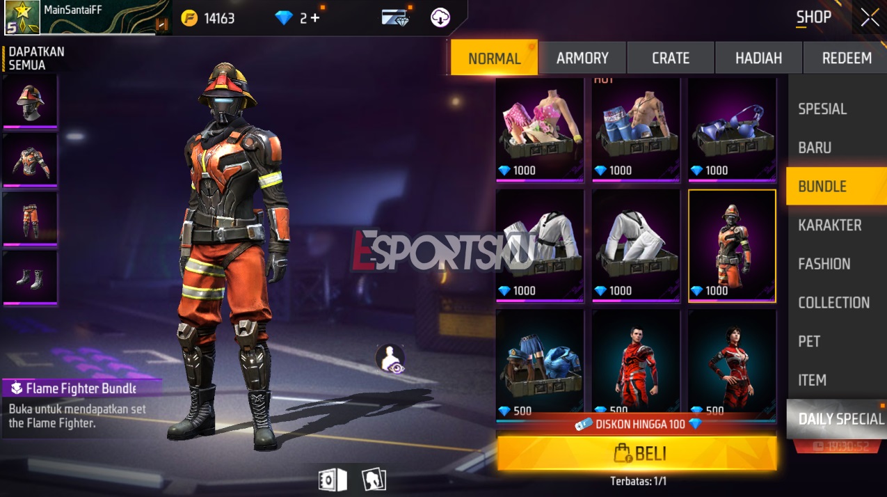 Bagikan Bundle Flame Fighter FF Secara Gratis pada Kode Redeem Khusus ...