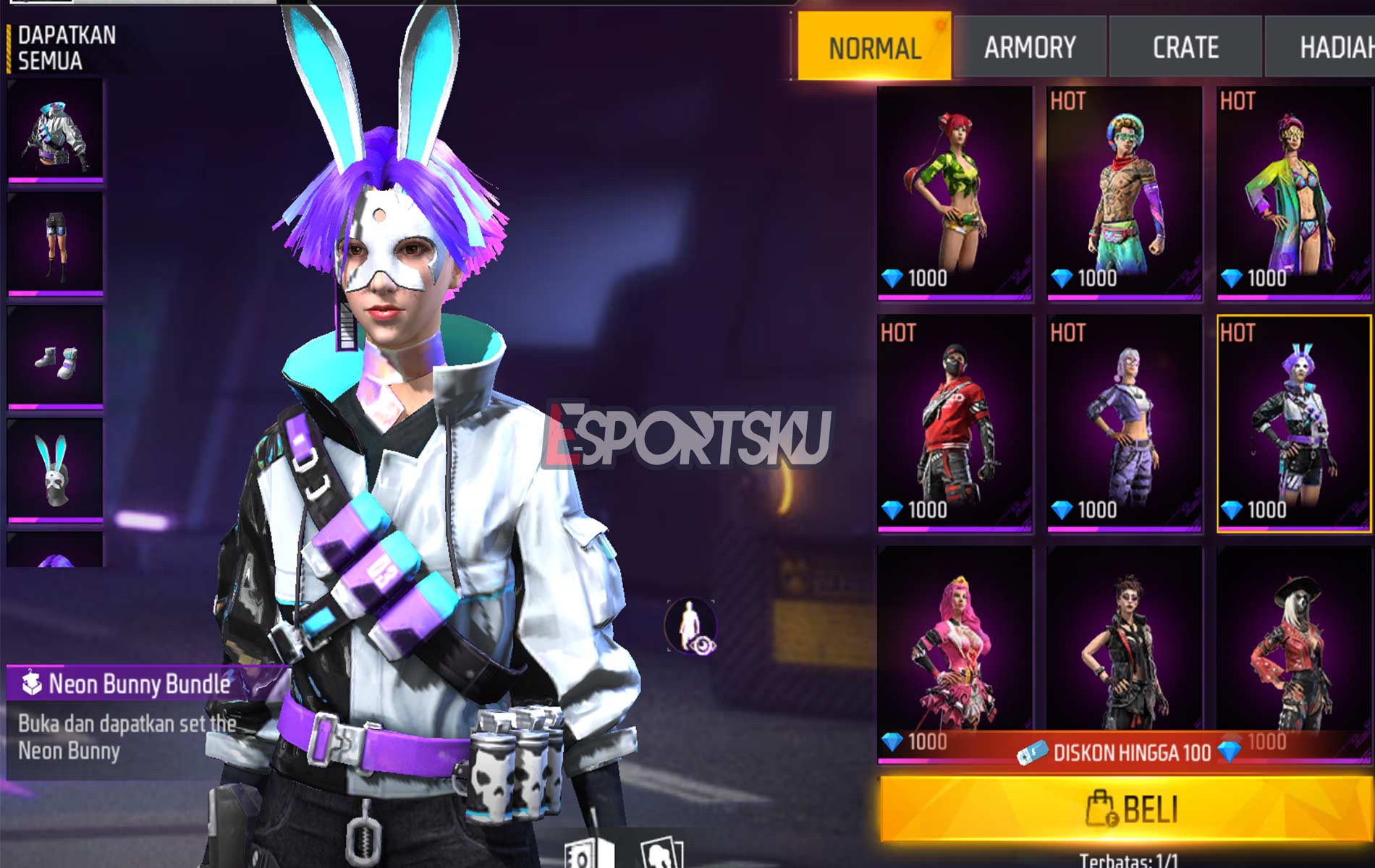 Klaim Bundle Neon Bunny FF Gratis di Kode Redeem Terbaru! – Esportsku