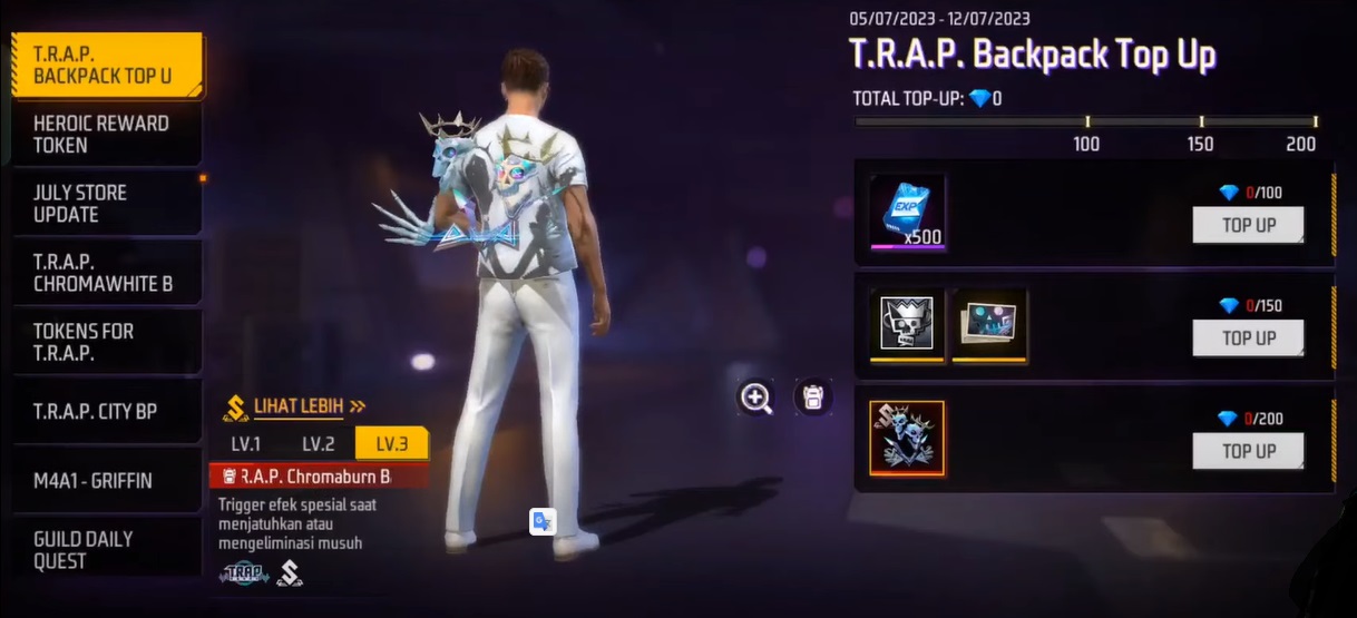 Event Dapatkan Backpack T.R.A.P Free Fire (FF) – Esportsku