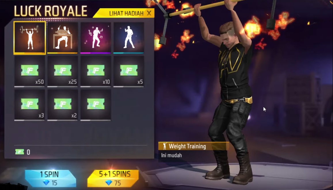 Segini Harga Emote Weight Training Mythic Free Fire (FF) – Esportsku
