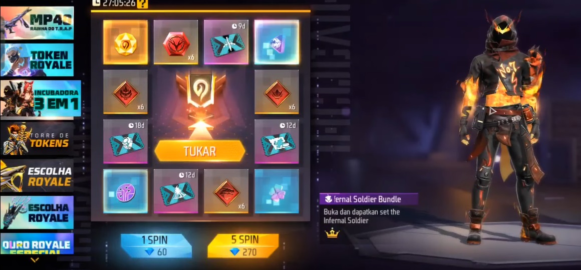 Bundle Incubator 3 In 1 Infernal Soldier Free Fire (FF) – Esportsku