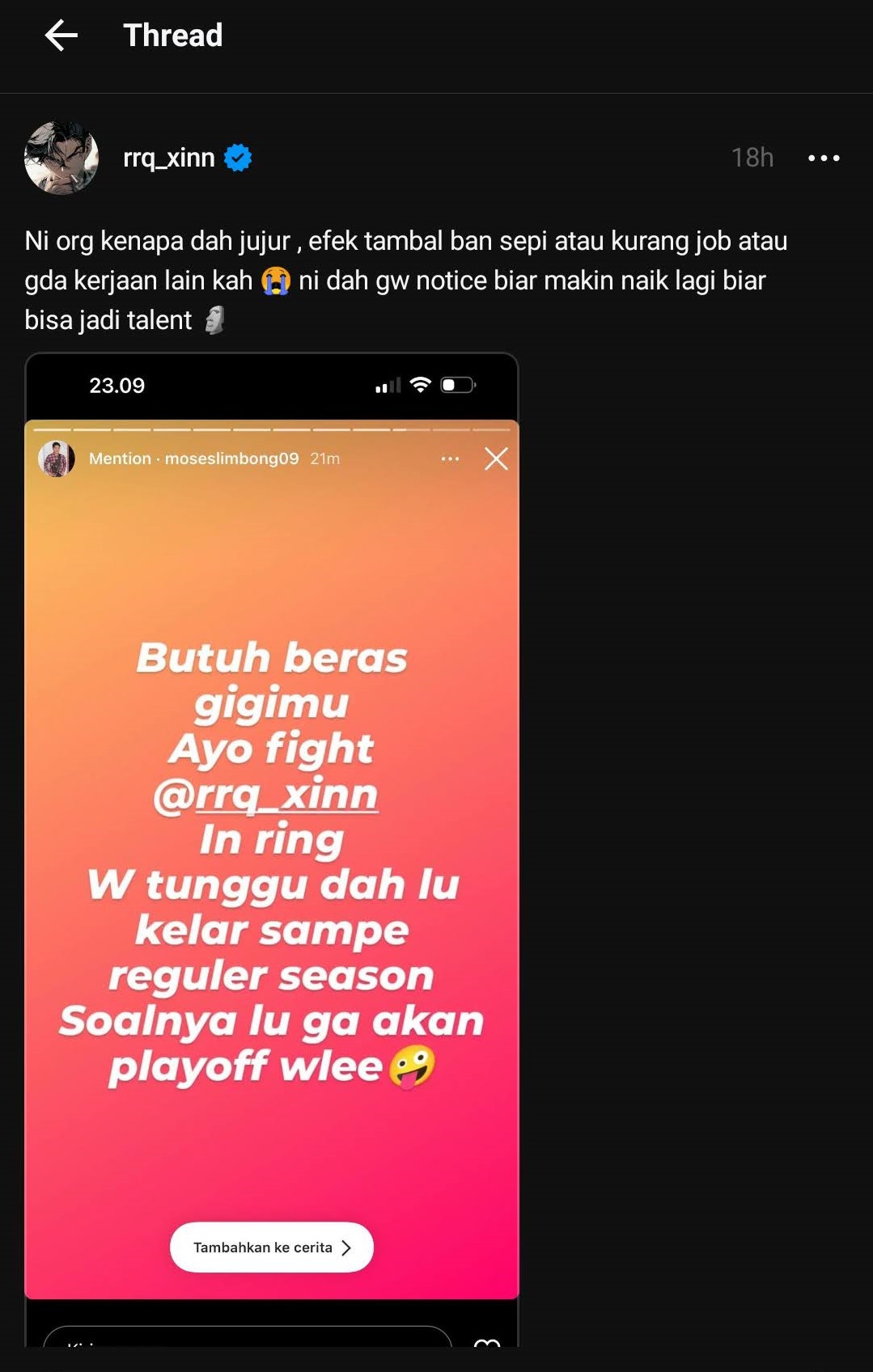 Drama Ajak Adu Ring, Ini Tanggapan Xinnn Mobile Legends – Esportsku