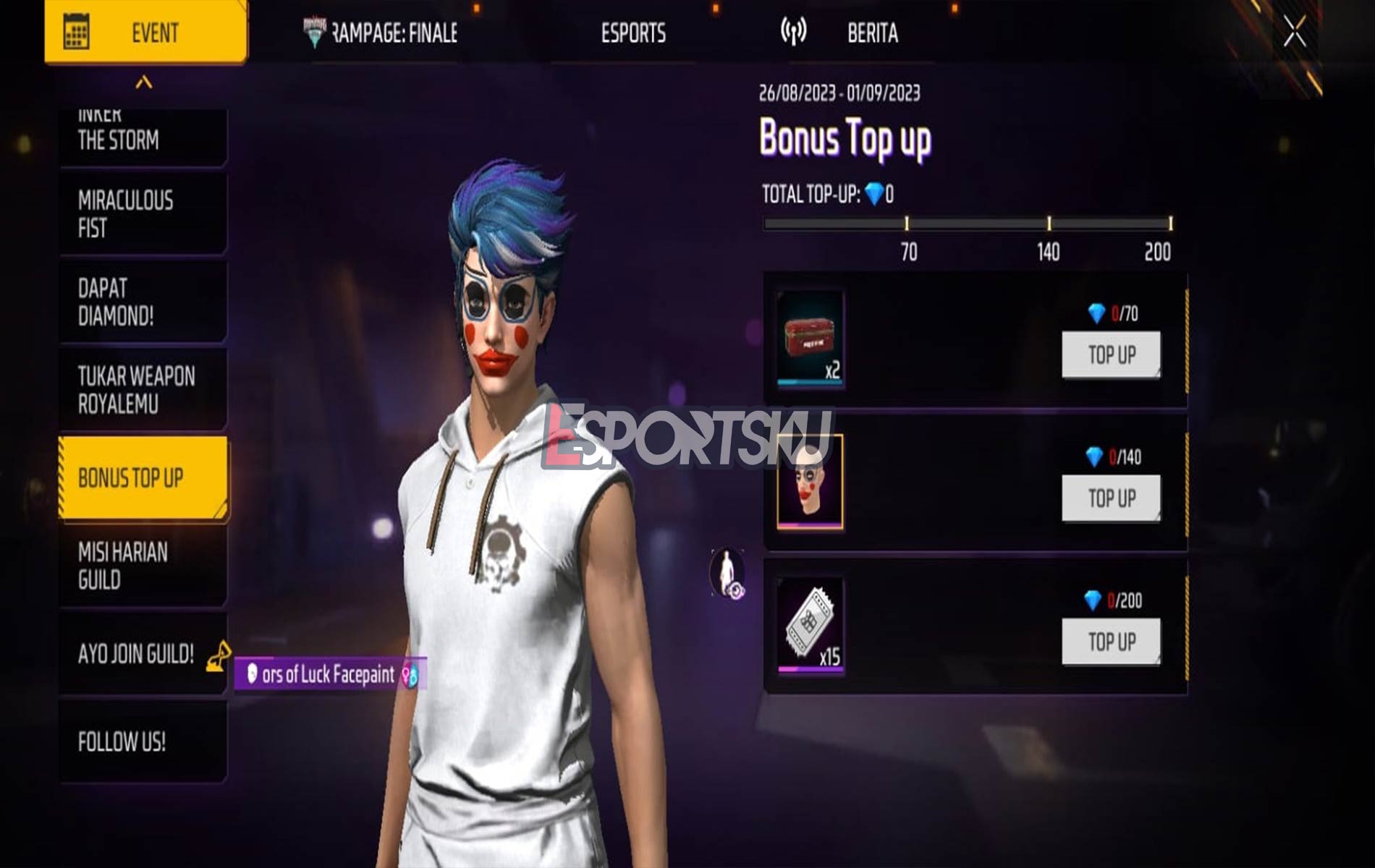 5 Cara Dapatkan Facepaint Colors of Luck Free Fire (FF) – Esportsku