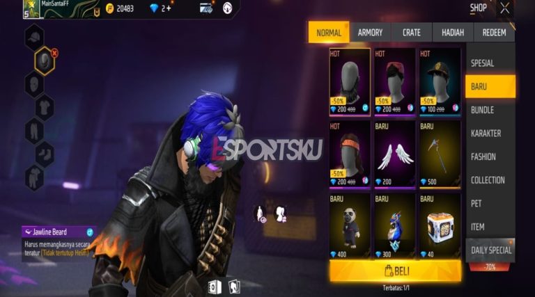 Cara Dapatkan Skin Wajah Jawline Beard Free Fire (FF) – Esportsku