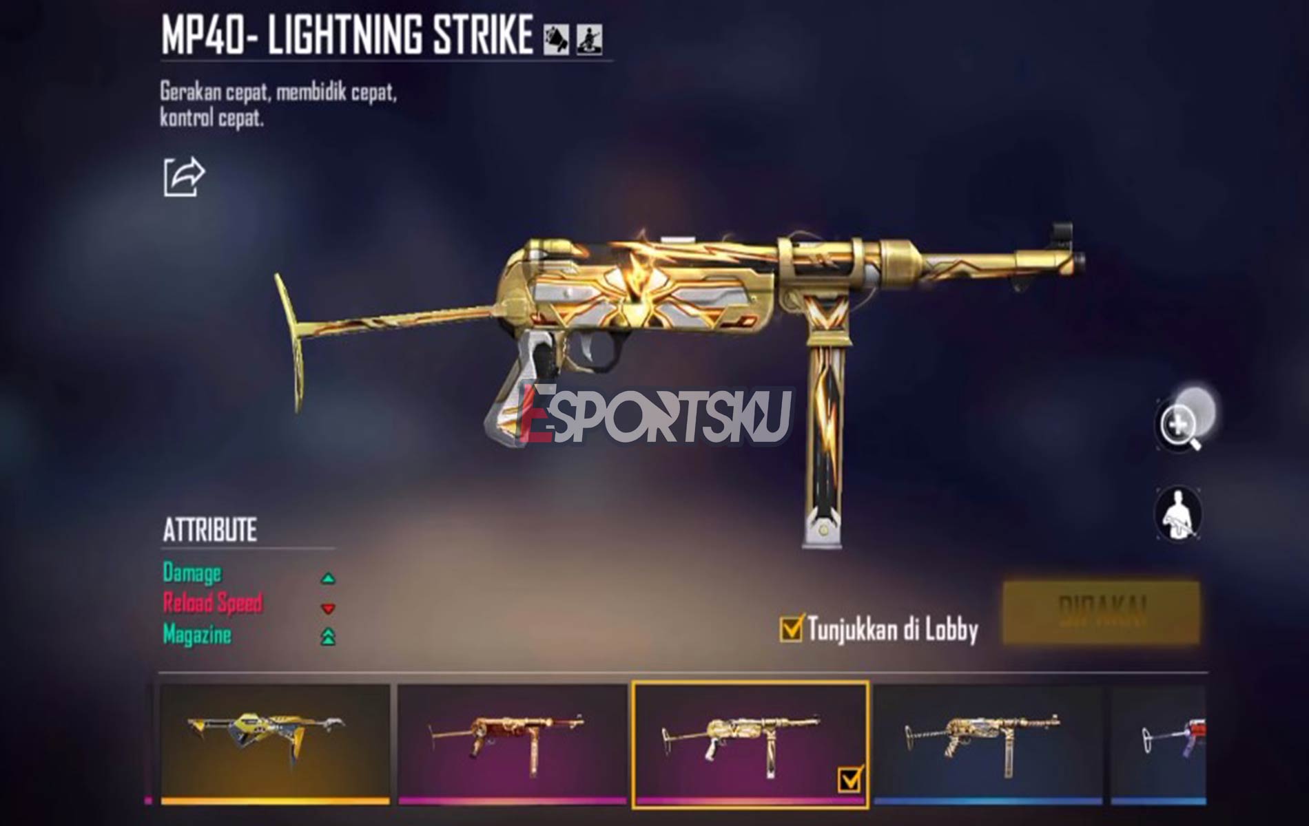 Harga Skin MP40 Lightning Strike Epic Free Fire (FF) – Esportsku