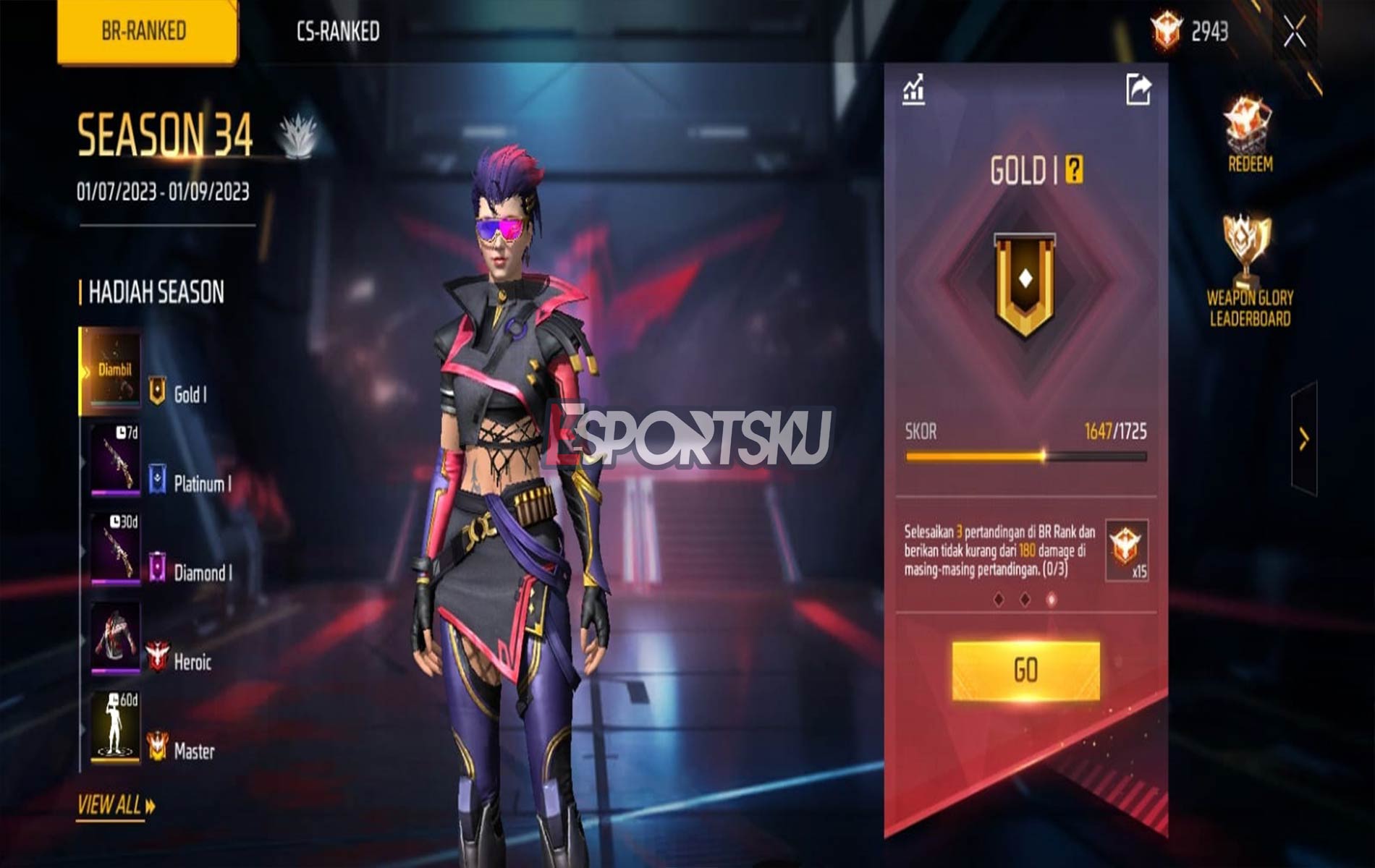 Tanggal Reset Rank Battle Royale Season 34 Free Fire (FF) – Esportsku