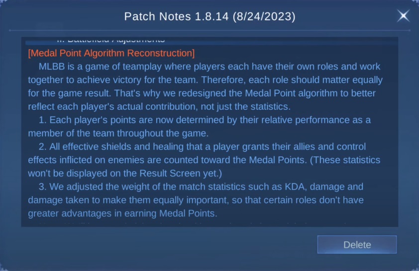 Sistem Medal Point Season 30 Mobile legends (ML) – Esportsku