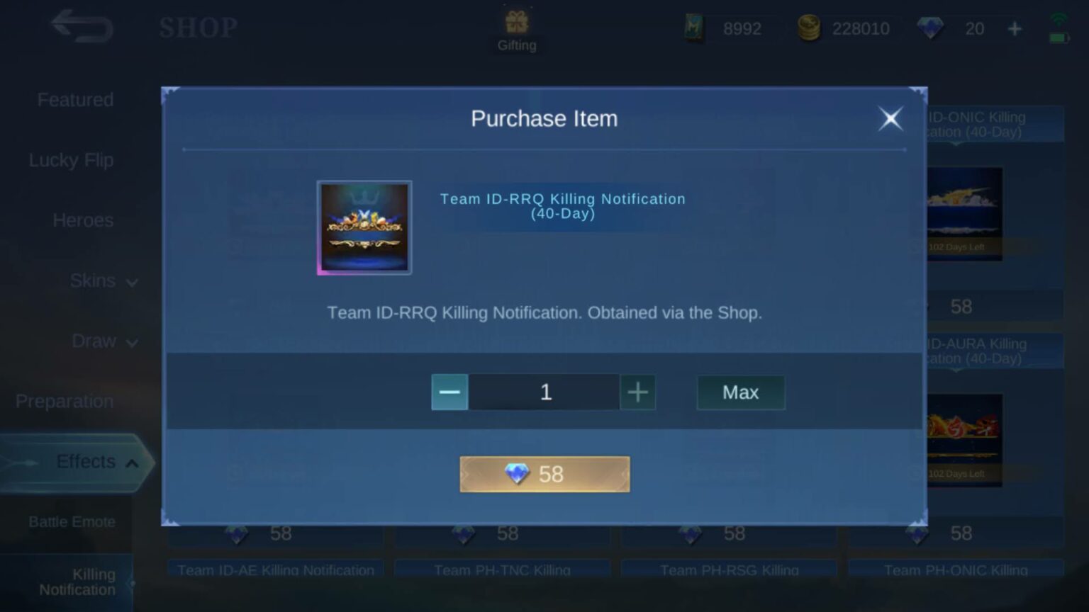 Berapa Harga Notification Effect RRQ Mobile Legends (ML) – Esportsku