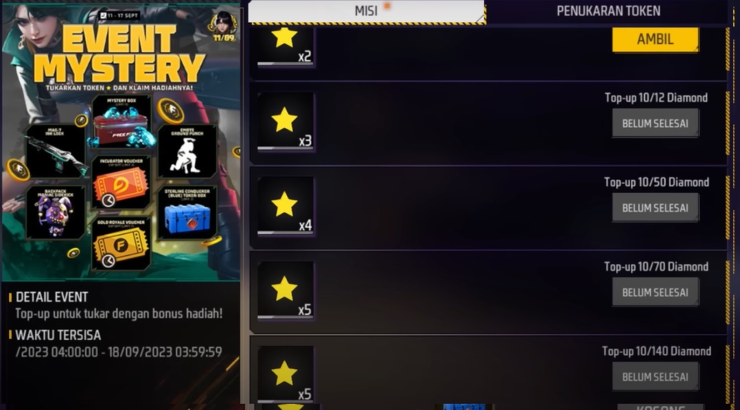 Misi Token Bintang Event Mystery Free Fire (FF) – Esportsku