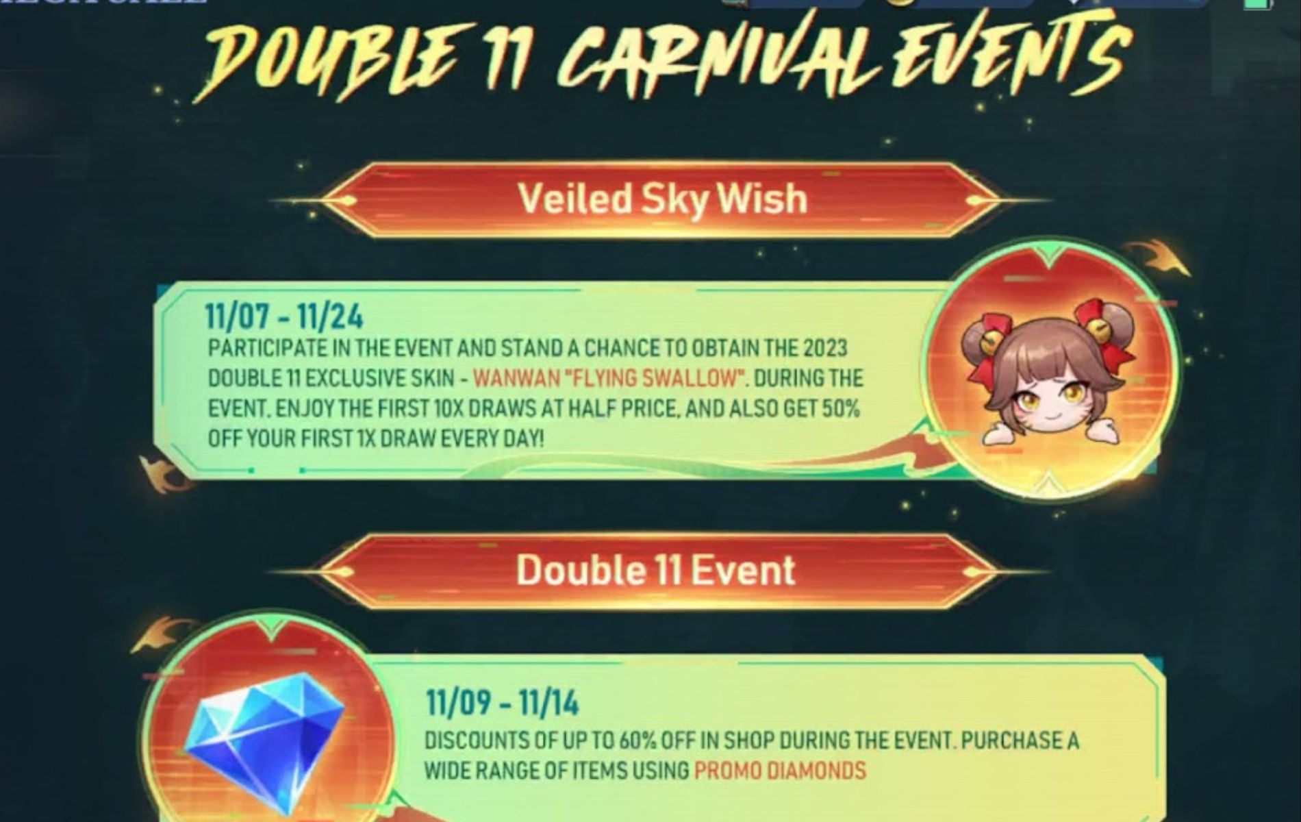 Event Double 11 Carnival 2023 Mobile Legends (ML) – Esportsku