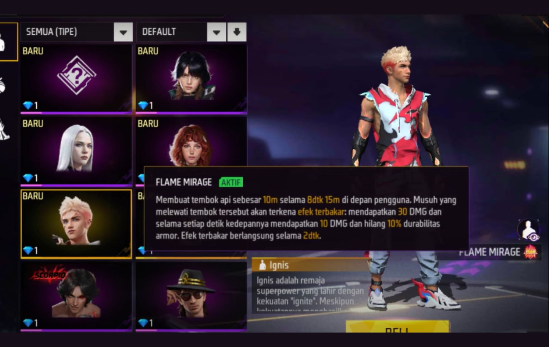 Skill Ignis Flame Mirage Karakter Di Free Fire (FF) – Esportsku