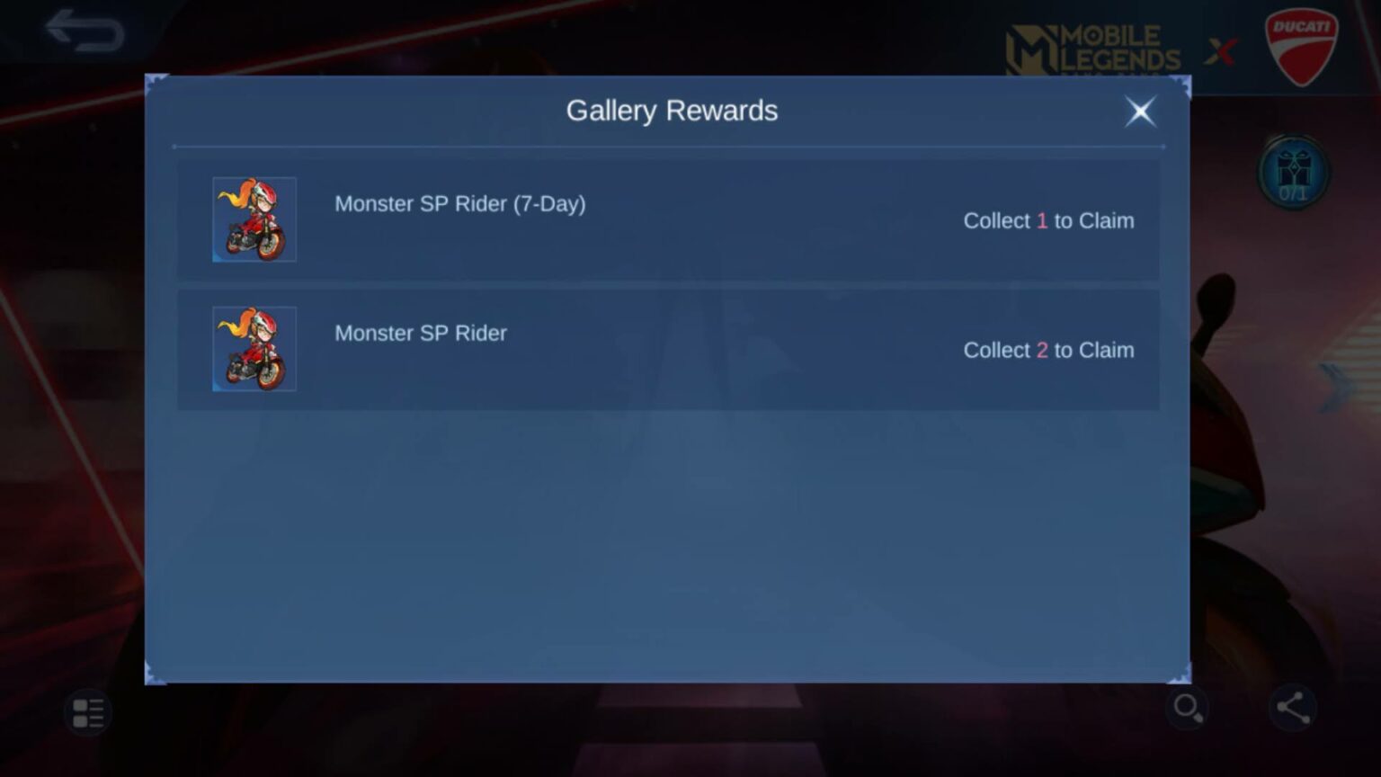 Hadiah Gallery Skin Ducati Mobile Legends (ML) – Esportsku