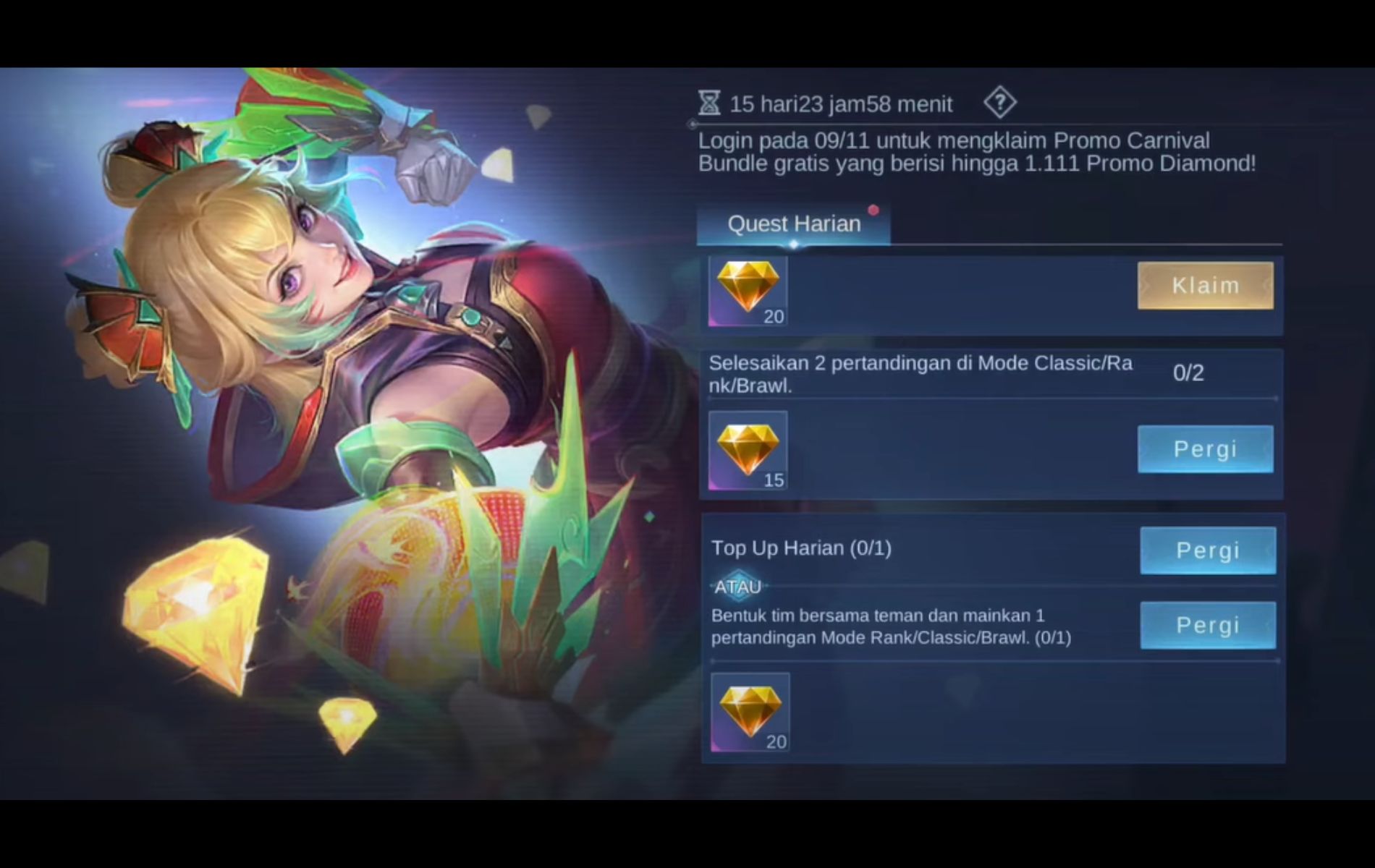 Quest Promo Carnival 2023 Mobile Legends (ML) – Esportsku