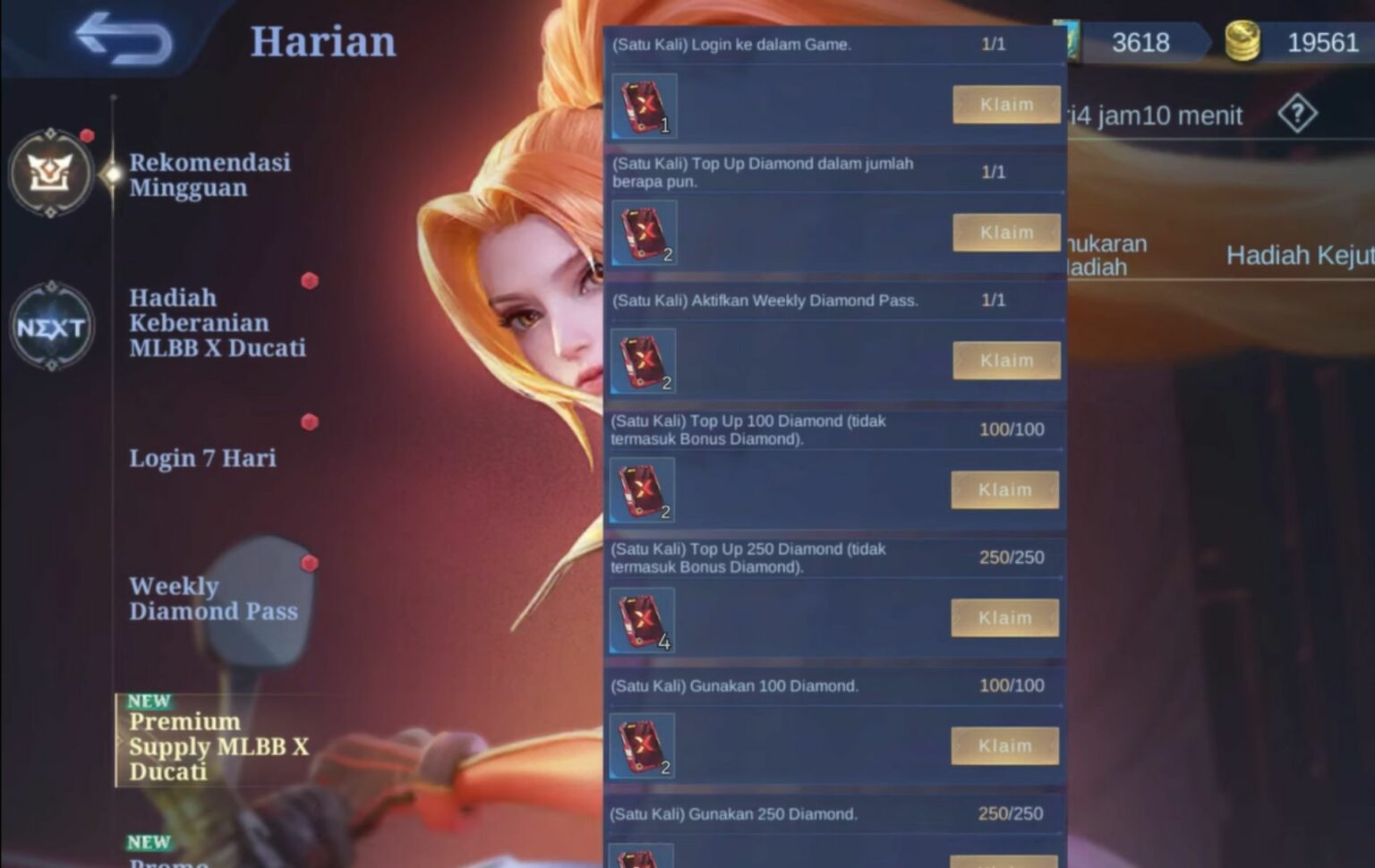 Quest Topup Event Skin Ducati Mobile Legends (ML) – Esportsku