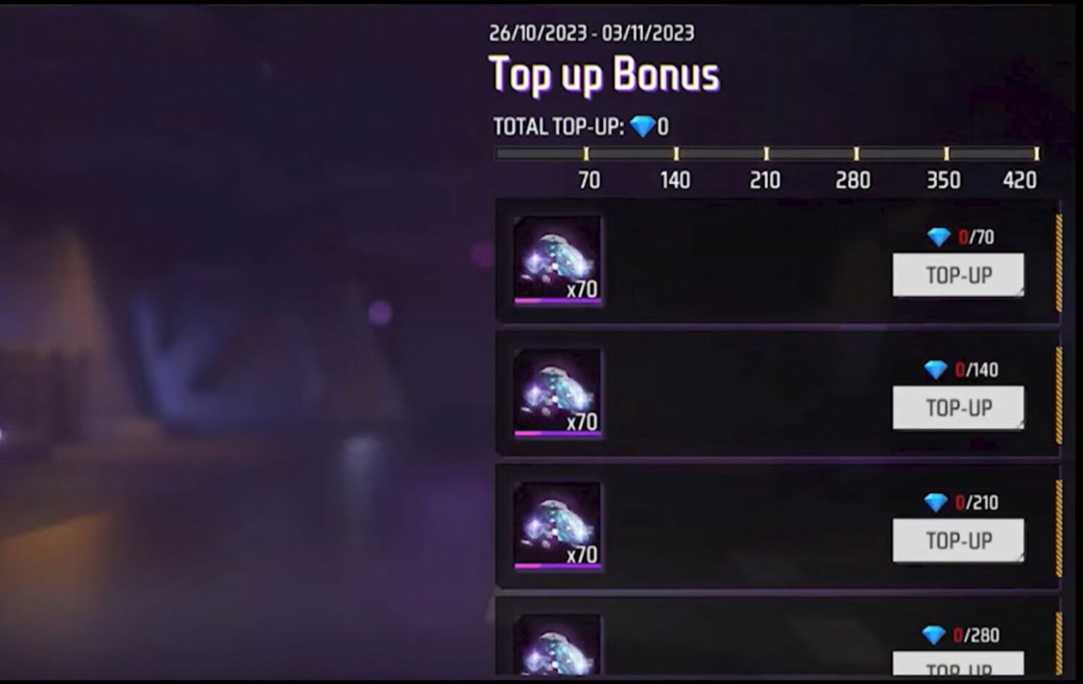 Event Topup Spesial Bonus 70 Diamond Free Fire (FF) – Esportsku